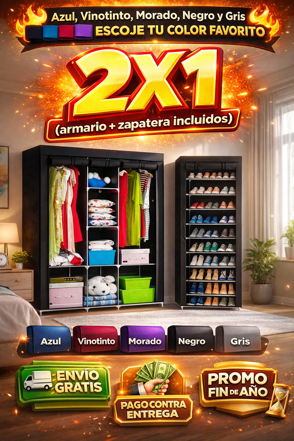🔥 “Adiós al desorden: Combo 2x1 Armario + Zapatera 9 Niveles solo por – Planeta Premium